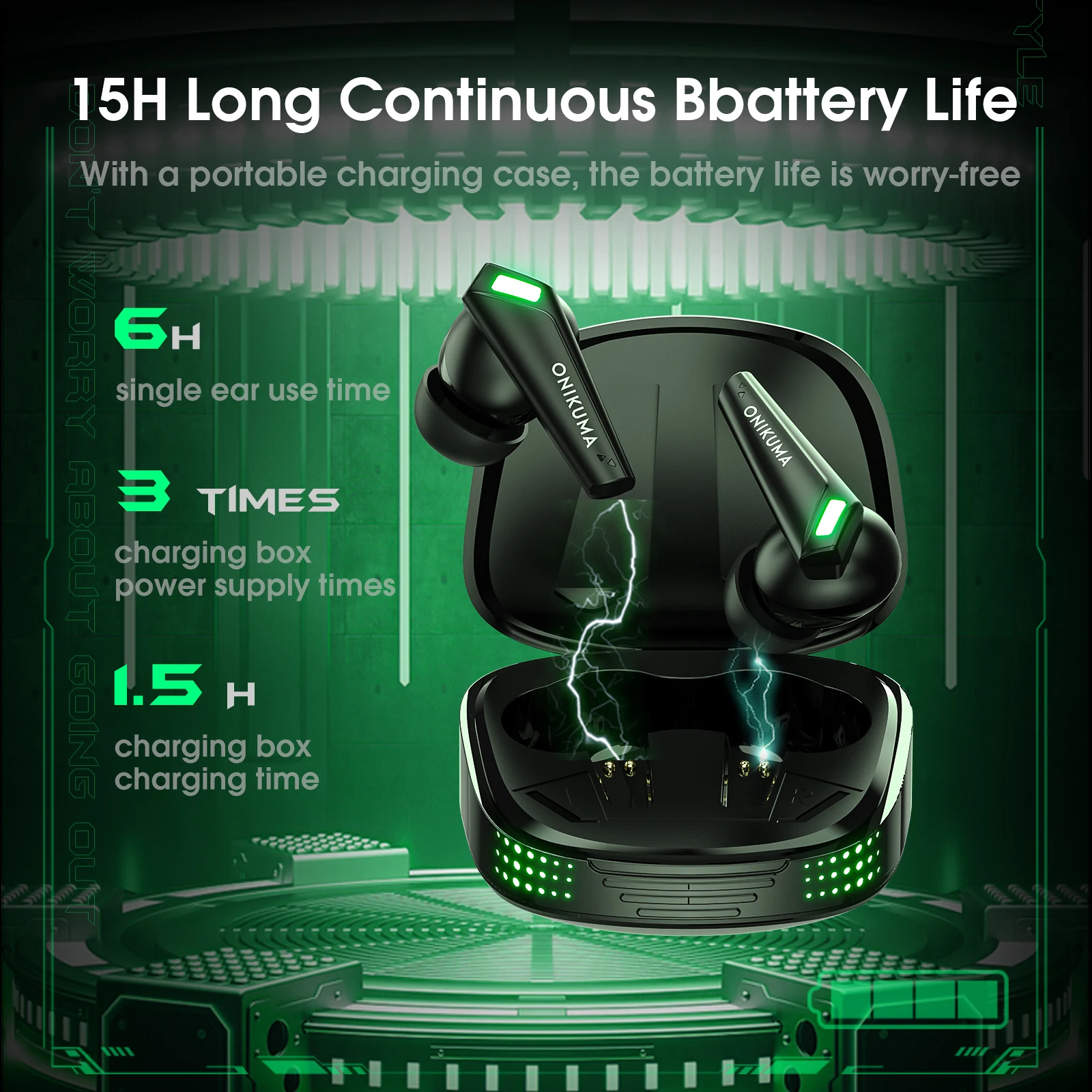 ONIKUMA T308 True TWS Wireless Noise Cancelling in-Ear Gaming Earphones