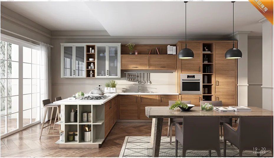 French White Color Complete Solid Wooden Carcass Kitchen With Solid ...