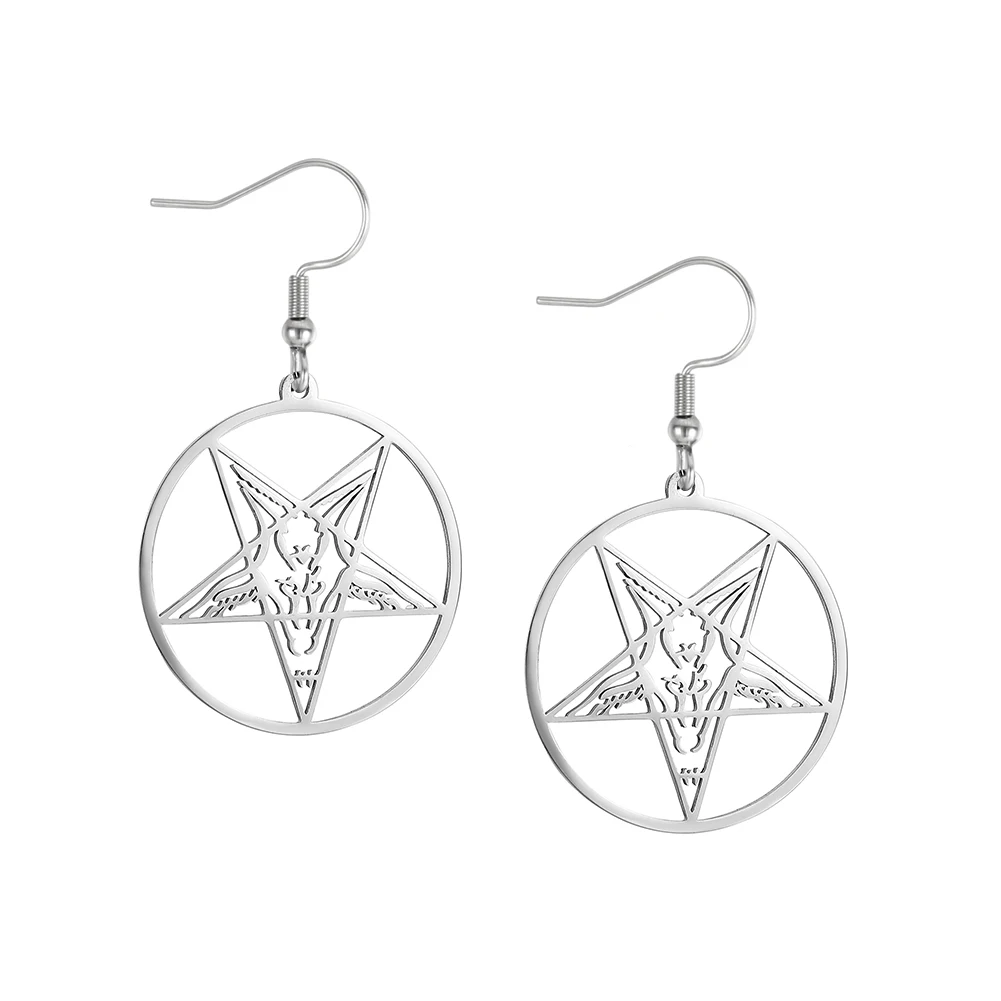 Satanic Pentagram Dangle Earrings Sigil of Baphomet Satanic Witch Satan ...