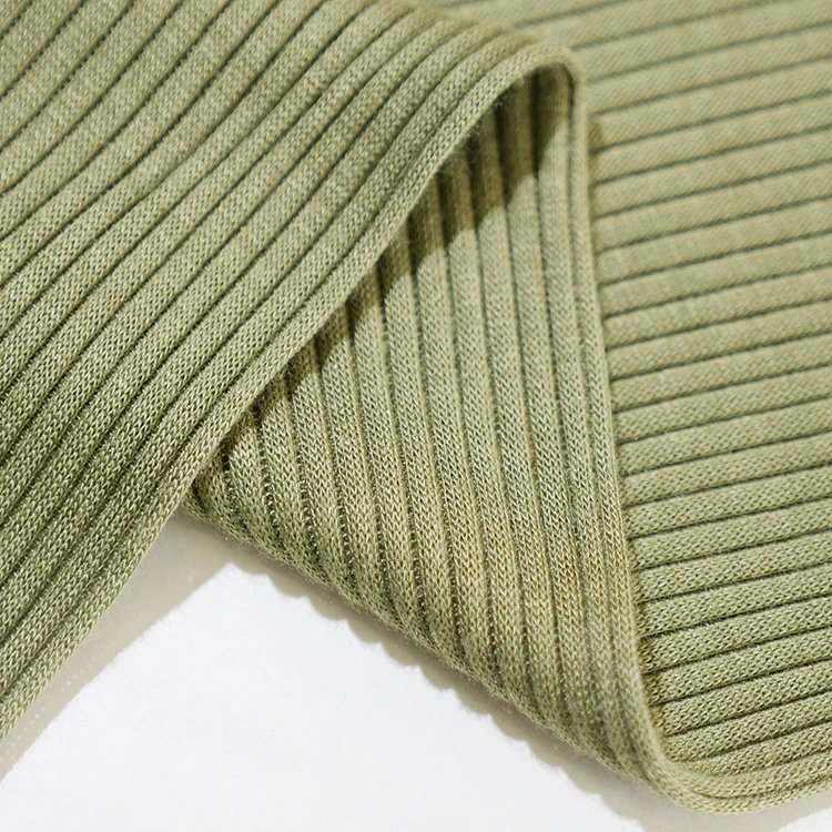 Hot Sell Polyester Rayon Spandex Stripe Knitted Rib Hacci Fabric for ...
