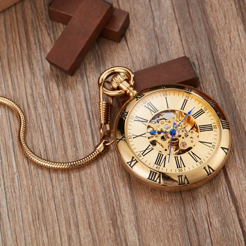 Luxury Copper Silver Automatic Mechanical Pocket Watch for Men with ...