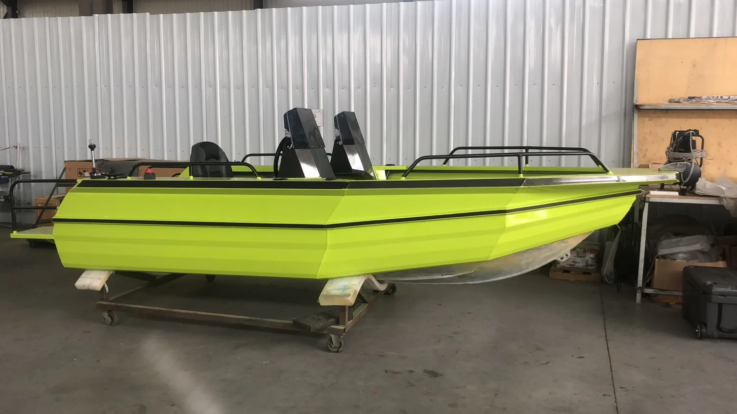 4.7m 15ft Fishing Aluminum Boat Pontoon Fishing Boat Easy Craft Rowing ...