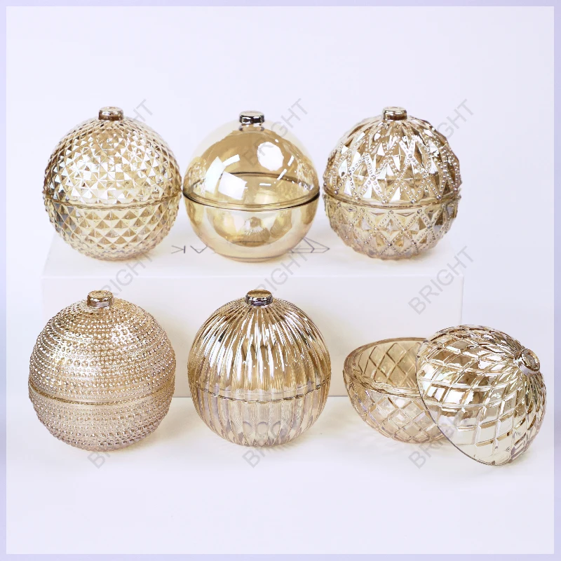 Elegant Empty Ball Shape Candle Jar for Christmas Decor