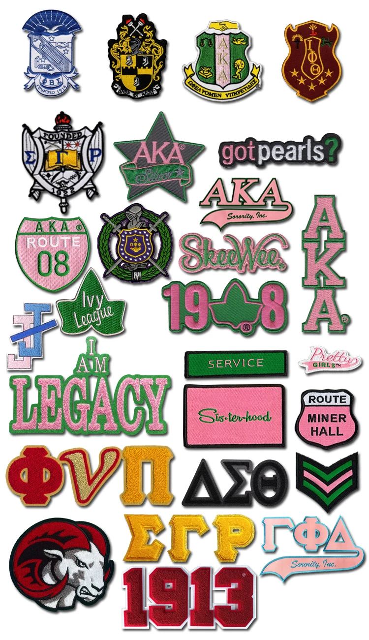 Custom Aka Iron on Patches Aka Sorority Chenille Patches Aka pink and ...