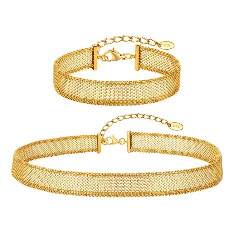 18k Luxury Mesh Belt Chain Necklace And Bracelet Charm Fashion Jewelry ...