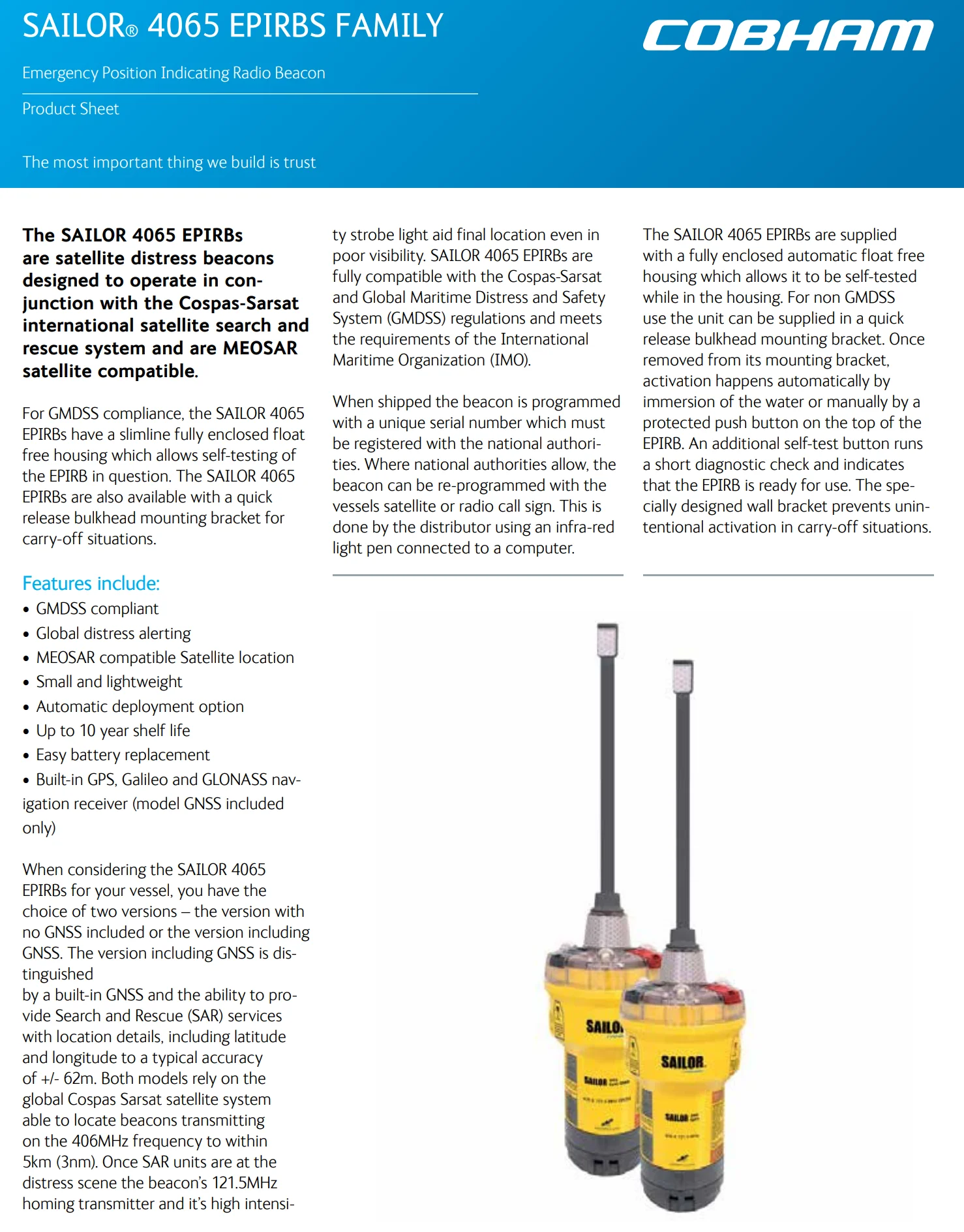 Marine Electronics Maritime Navigation Communication Sailor 4065 Cospas Gmdss Emergency Position ...