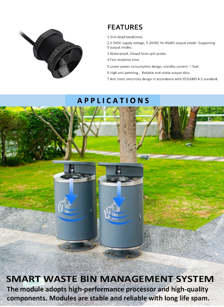 A13 Sensor Ultrasonic Filling Level Sensor Waste Bins Lora Sigfox Nb-iot Ultrasonic Smart Bin ...