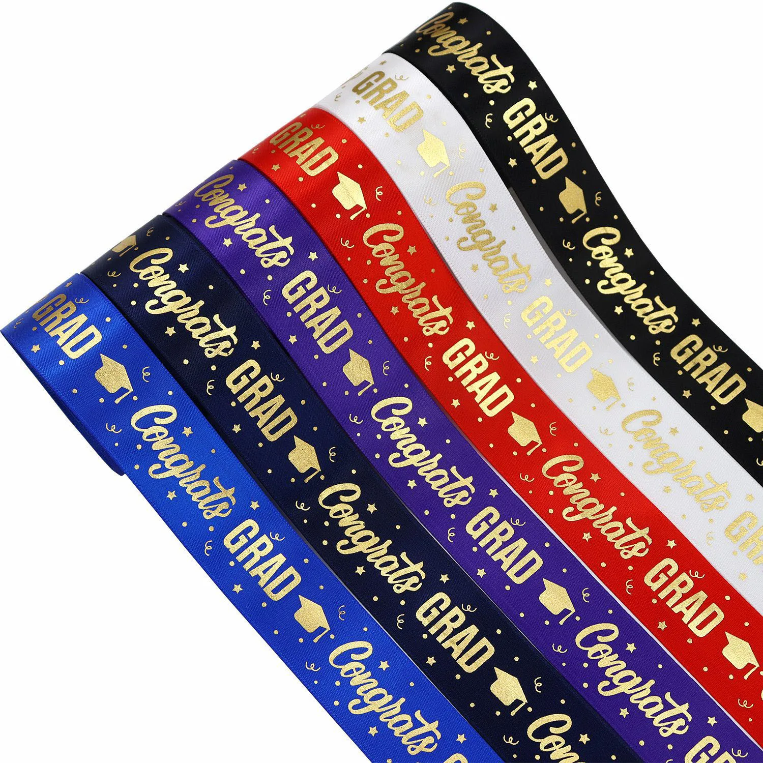 Graduation GRAD Ribbon Gold Graduation Ribbon 3.8cm Polyester Satin ...