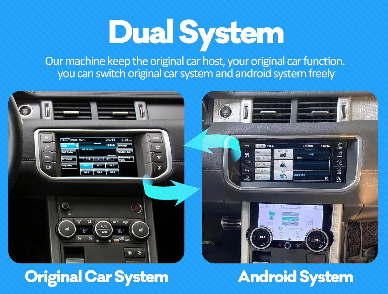 8 Core Touch Screen Android Car Radio For Land Rover Range Rover Evoque ...