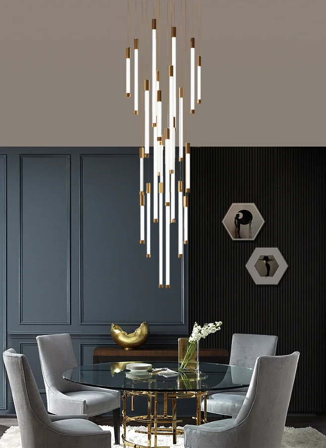 Villa Stairs Led Lighting Long Hanging Lamp Decoration Chandelier ...