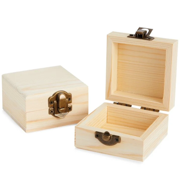 Unfinished 6 Pack Unfinished Wooden Boxes for Crafts with Hinged Lids ...