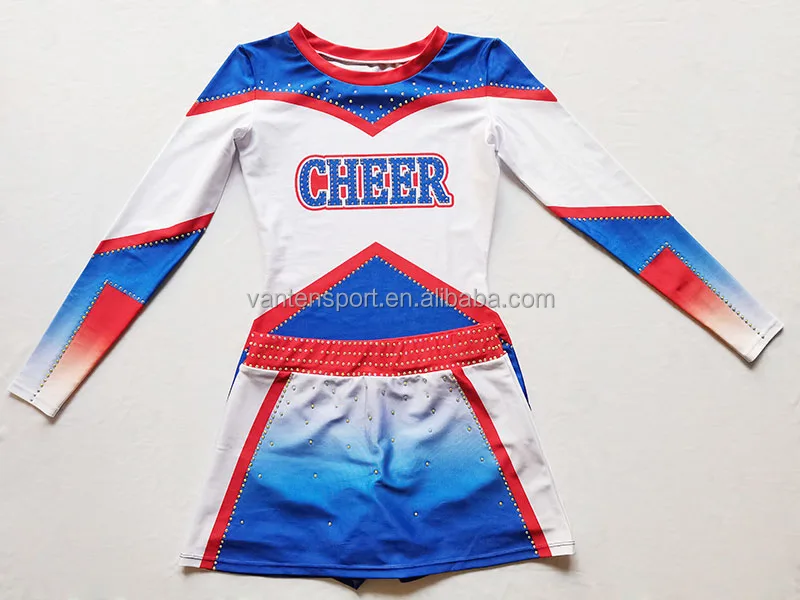 Long Sleeve Black Cheerleaders Pleated Skirt Crop Top Cheerleading ...