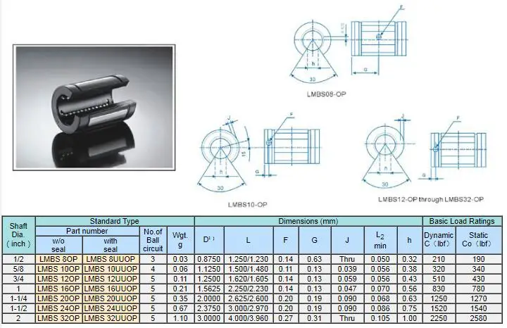 KBS Linear Ball Bushing Linear Bearing LMBS8 LMBS8UU