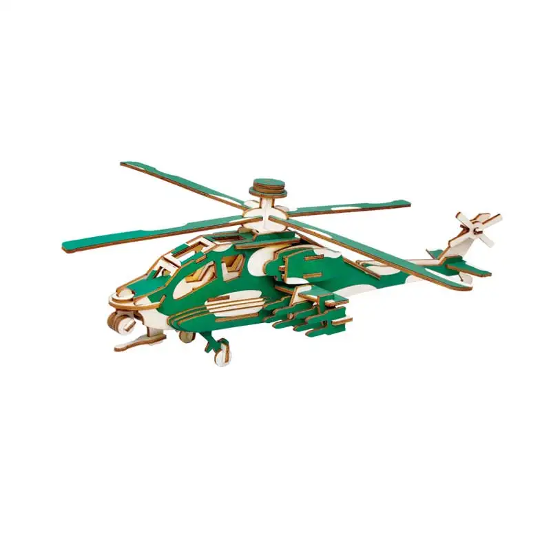 Oem 3d Wooden Assembly Weapon Apache Helicopter Model Toys Wooden ...