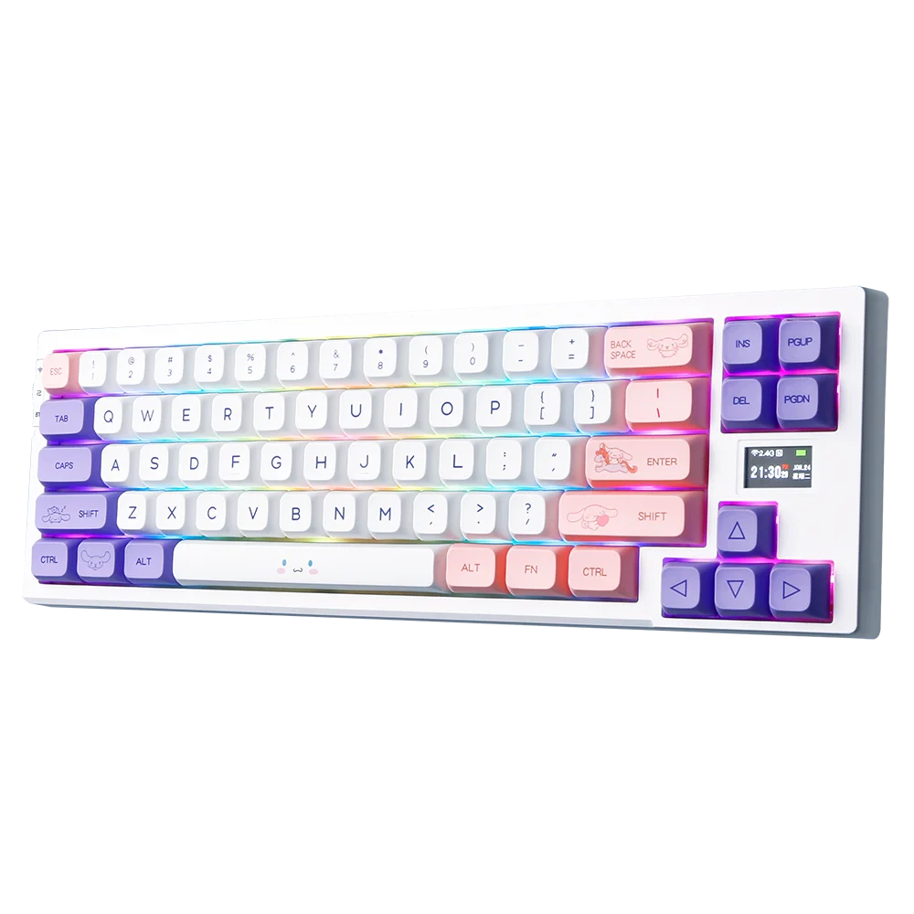 Oled Smart Display Cute Cartoon Keycaps 60% Layout Brown Switch 68 Keys ...