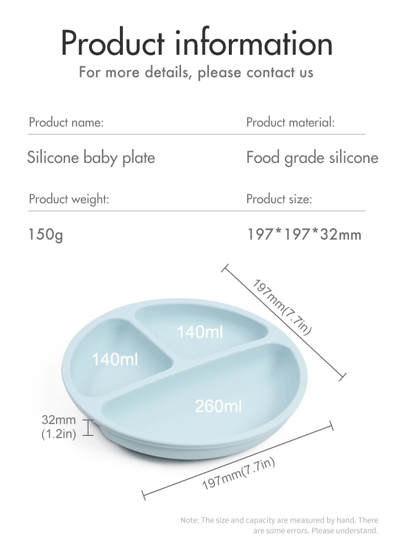Newsun Baby Feeding Plate With Lid Pa Free Baby Non-slip Children ...