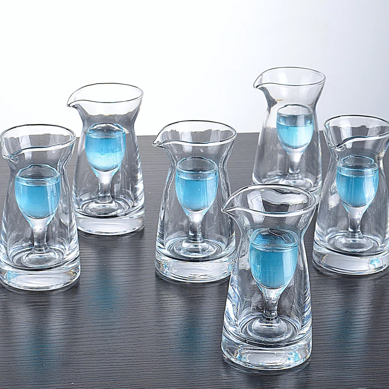 100ml Mini Shot Glass Set Clear Small Red Wine Decanter Scale Painting ...