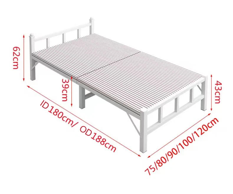 Health Protection Metal Folding Bed Frame Foldable Space Saving Single ...