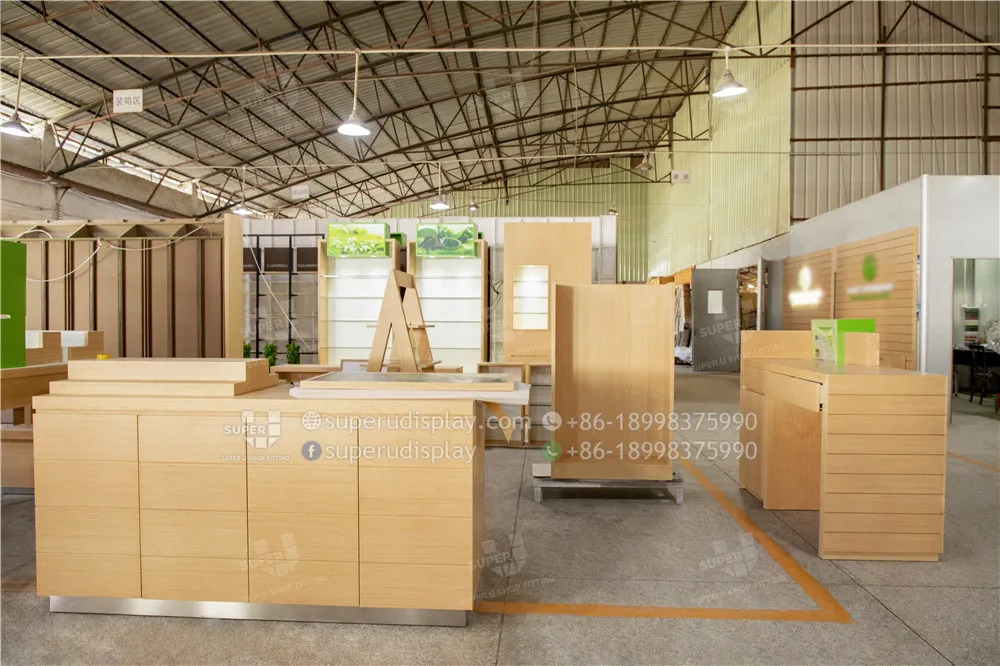 Modern Medical Store Display Counter Design Natural Cashier Reception ...