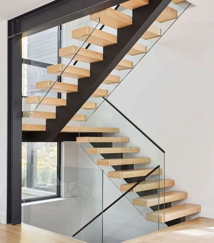 Modern Steel Staircase - Indoor Curved Fabricated Steel Stairs
