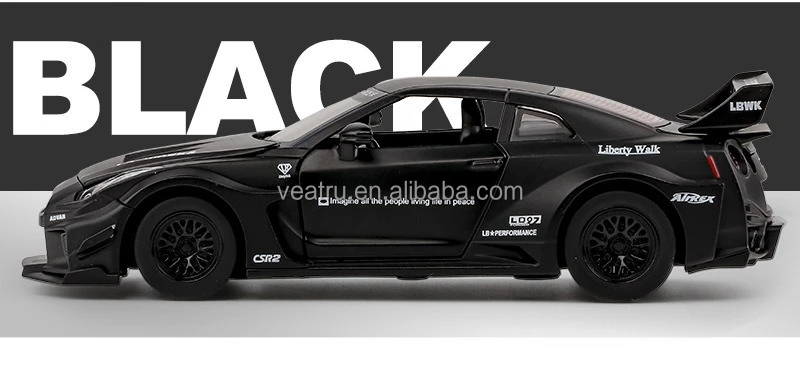Diecast 1:32 Nissan GTR-CSR2 Alloy Car Model Decoration Sound and Light ...