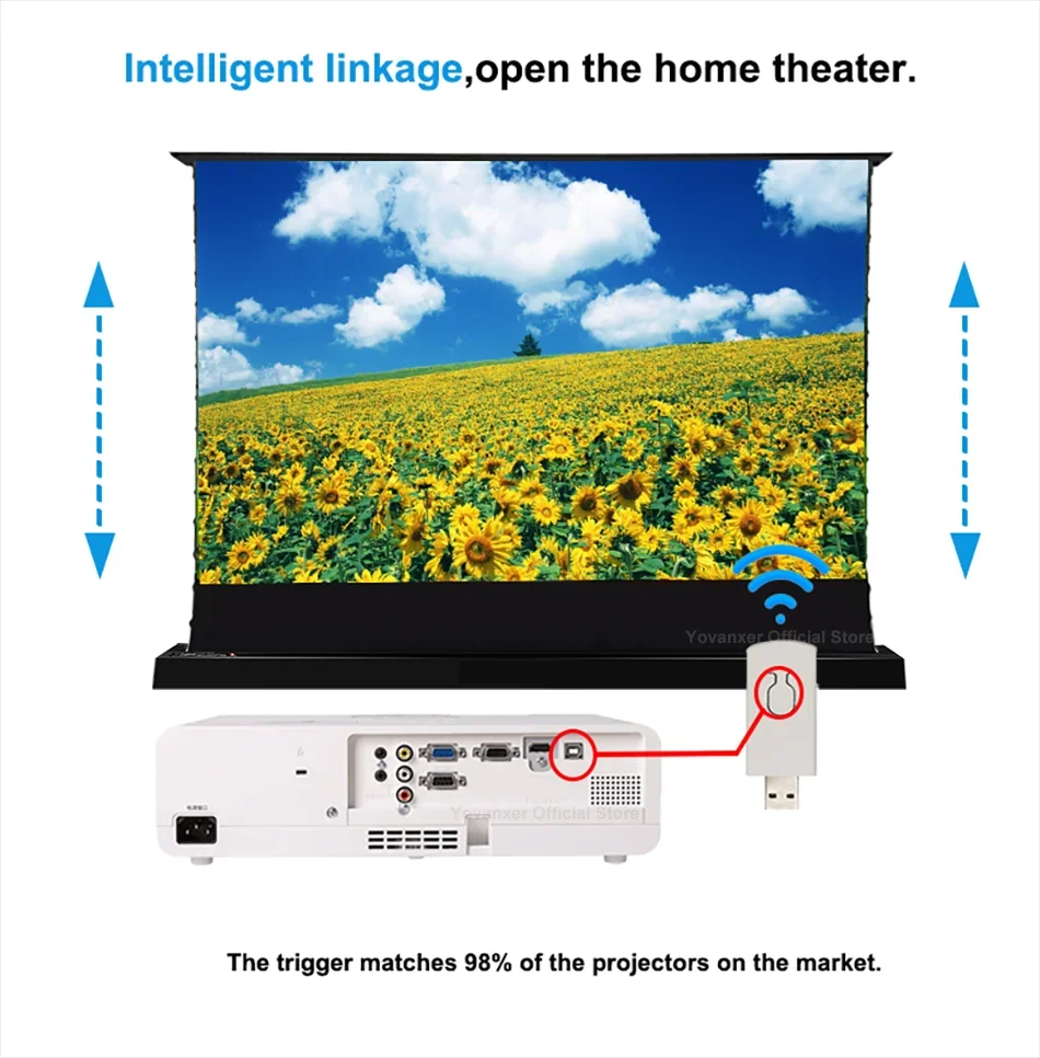 100 Inch Motorised Gray Diamond Screen for Long Throw Projectors