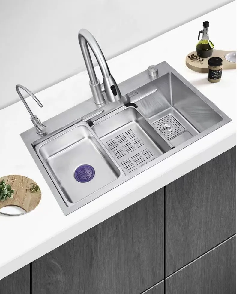 Ss Silver Color 304 Stainless Steel Nano Kitchen Home Farmhouse Basin ...