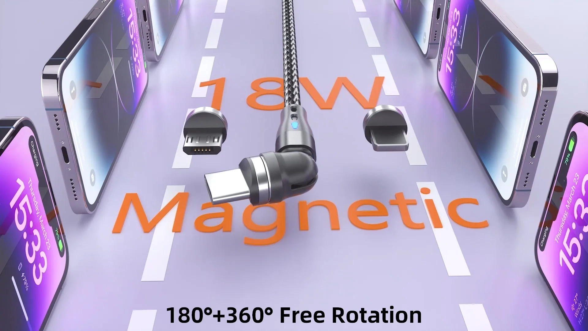 Usb 3a 7pin 540 Degree Cell Phone Data Charger Fast Charging Data ...