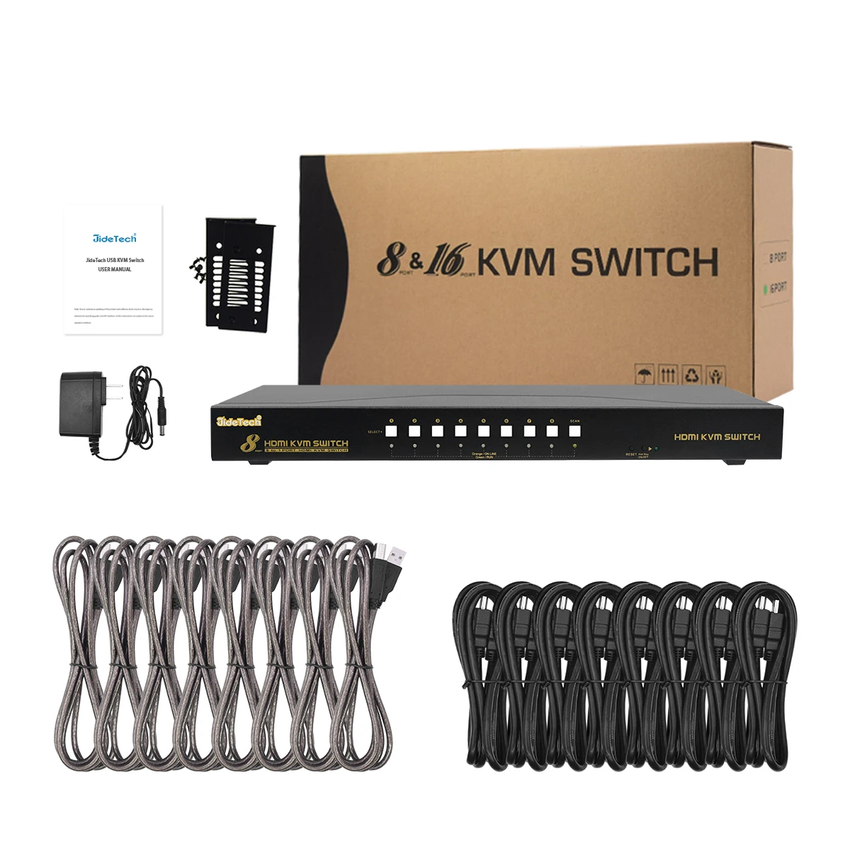 Jidetech 8 Port USB KVM Switch - 4k@30hz Resolution