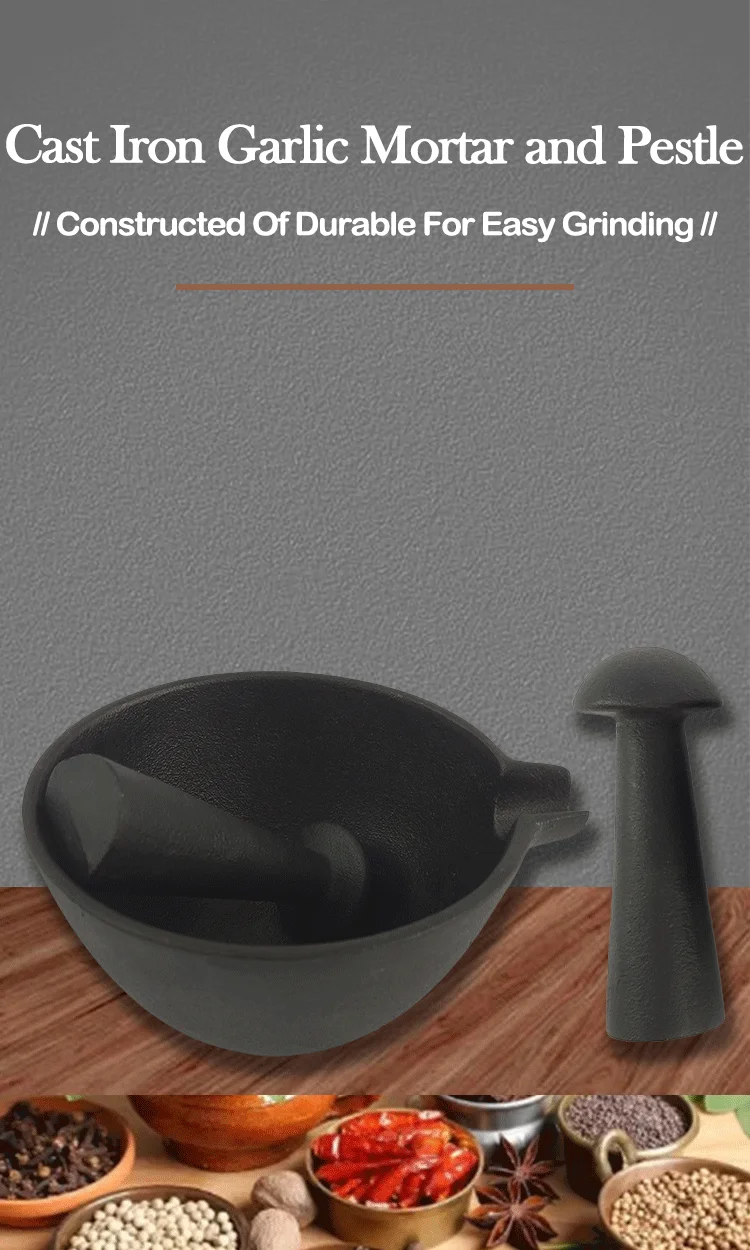 High Quality Diameter 13cm 15cm Cast Iron Bowl Garlic Tank Mortar And ...