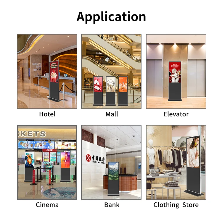 Ultra Thin Lcd Advertising Kiosk 32/43/49/55/65 Inch Floor Stand ...