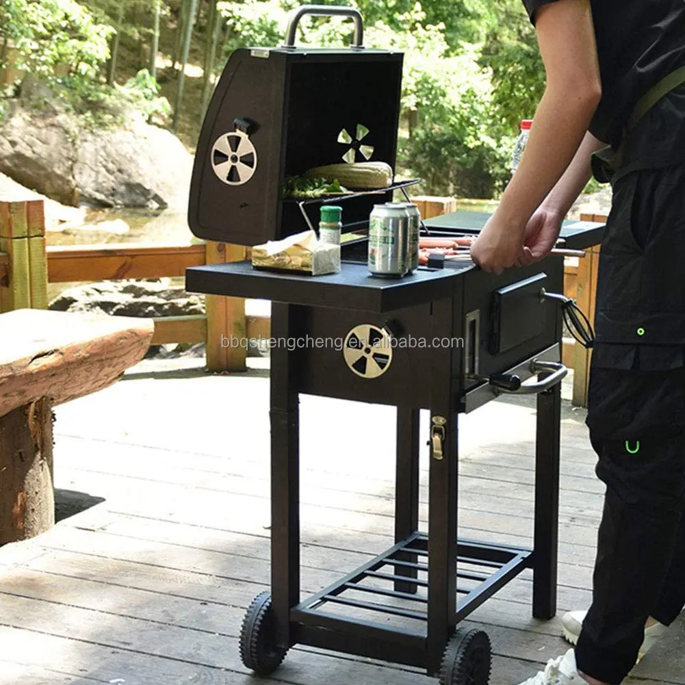 Portable Charcoal Bbq Grills Trolley Smoker Barbecue Grill Aluminum ...