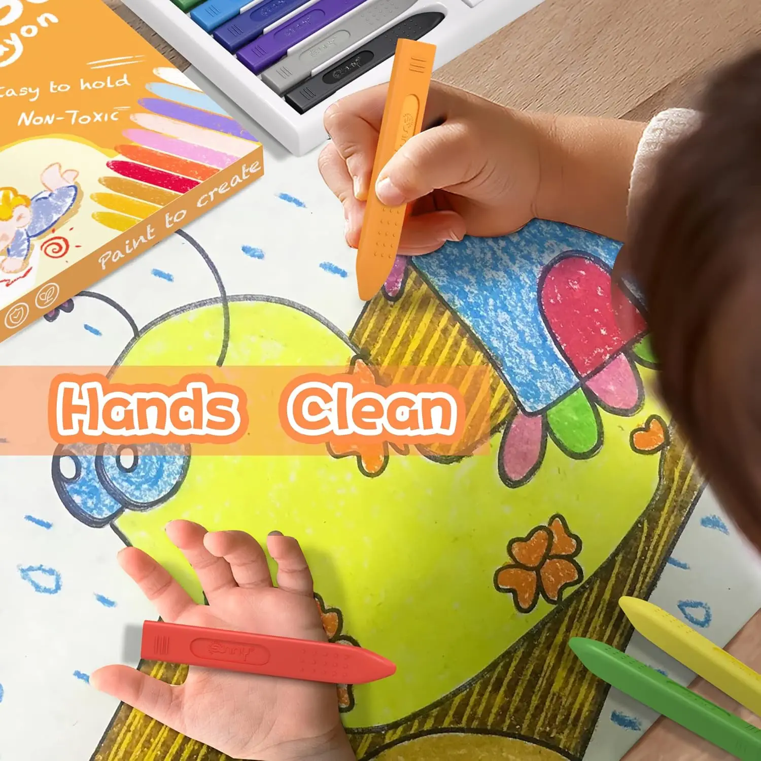 Jumbo Wax Crayons Set 48 Colors Non-toxic Erasable Art Supplies for ...