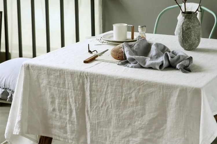 French Natural Linen Table Cloth Table Cover Classic Solid Color Easy ...
