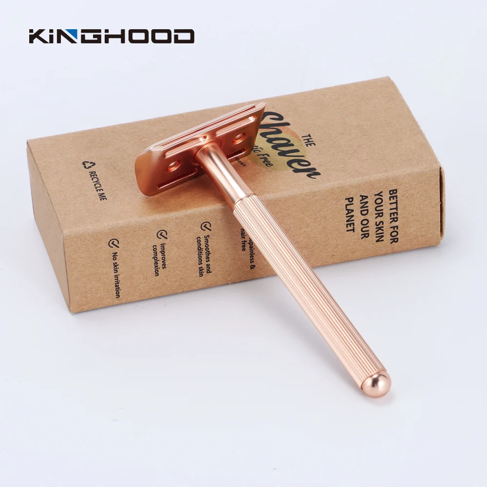 Custom Logo Rose Gold Rasierhobel Rasoir Double Edge Blades Shaving Eco ...