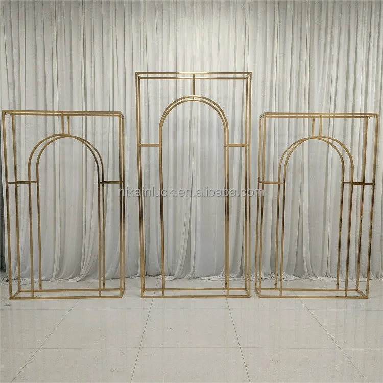 Gold Square Metal Welcome Sign Frame Wedding Arch Backdrop Stand for ...