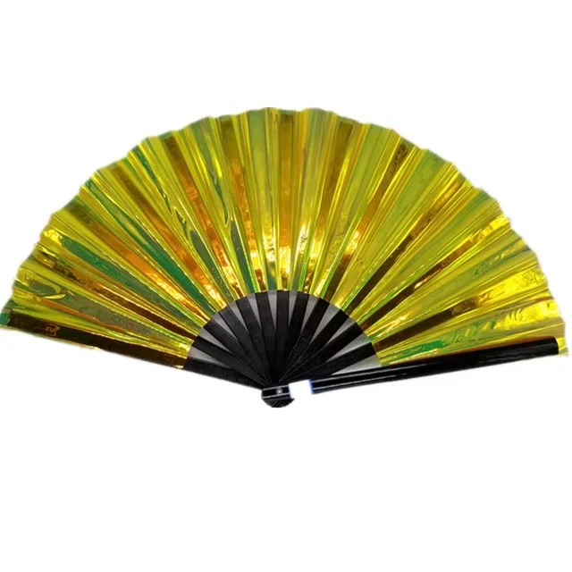 Fantasy Iridescent Laser Reflective Bamboo Fan - Durable & Decorative