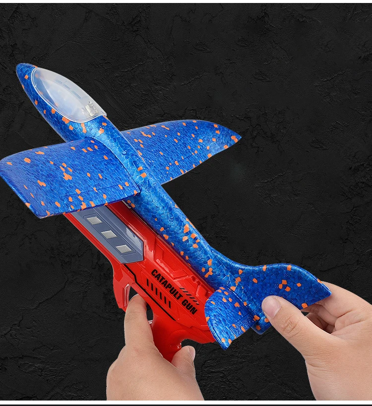 Outdoor Play Children Flying Foam Plane Ejection Gun Toy