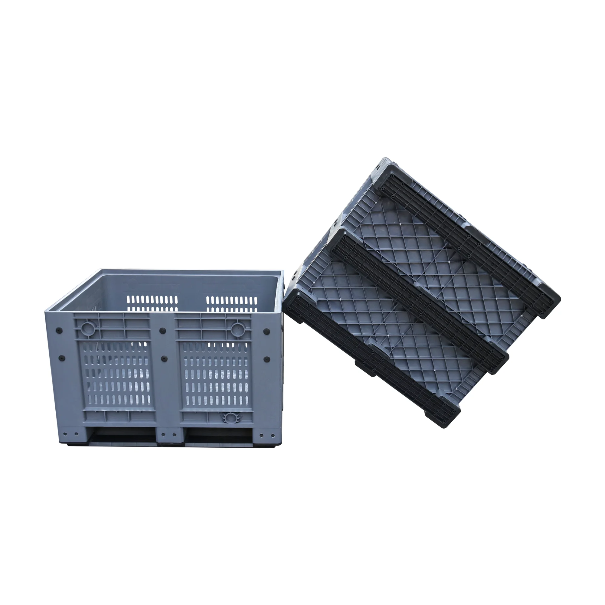 QS Large Unfoldable Plastic Solid Pallet Box Stackable Reused Plastic ...