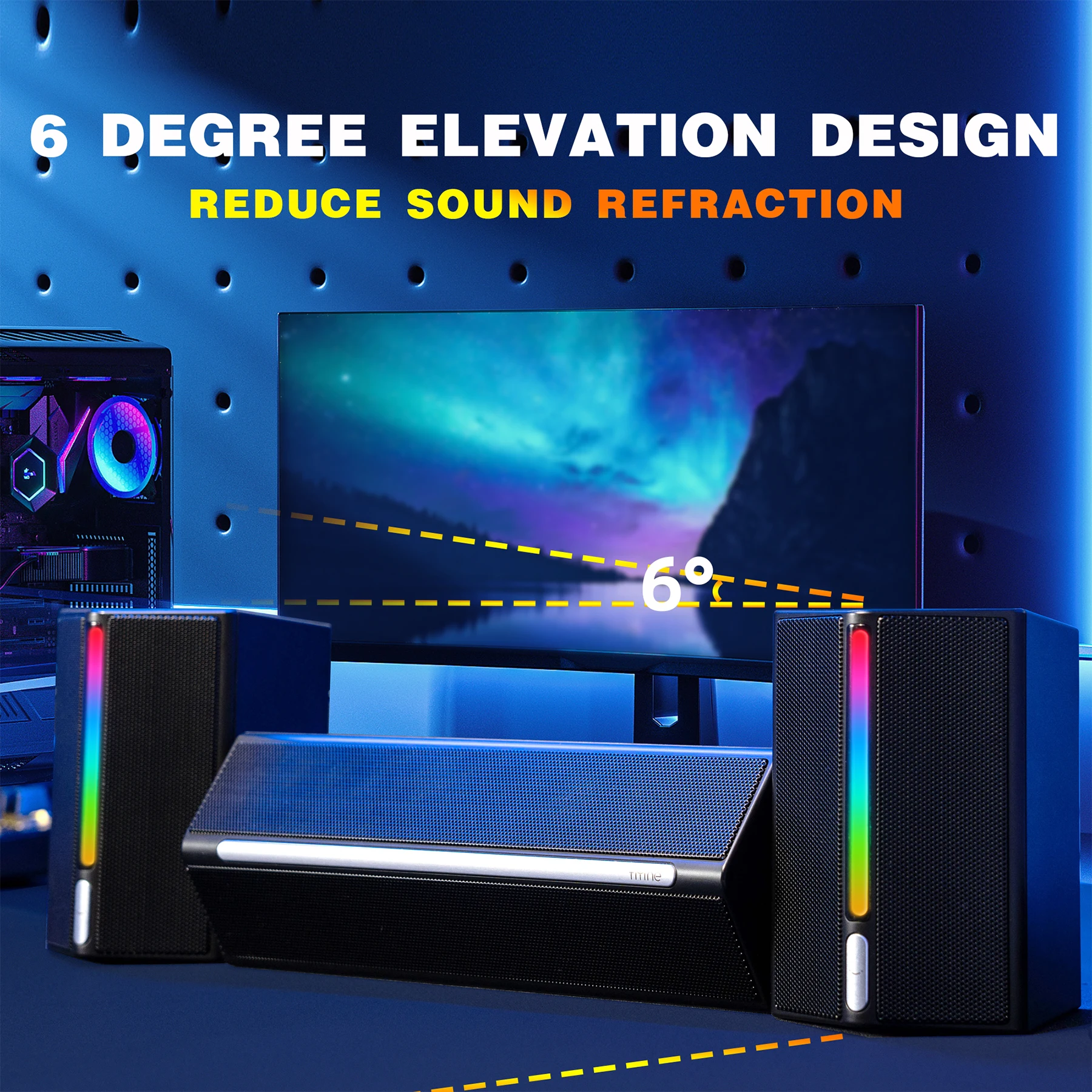 Fifine A22 Home Theatre Gaming Soundbar Wireless Sound Bar 2.1 Sound ...