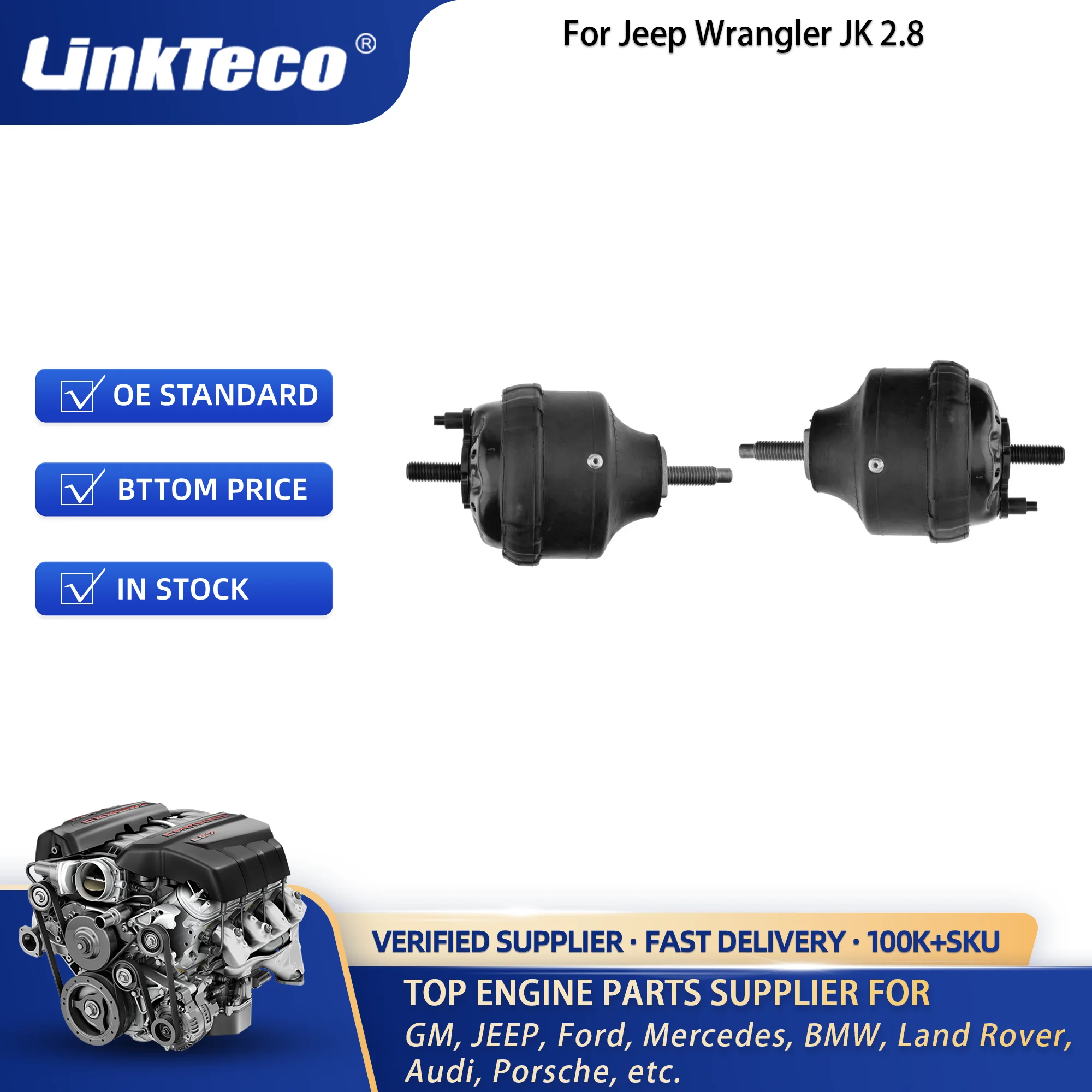 Linkteco Engine Mount Insulator for Jeep Wrangler JK 2.8 CRD