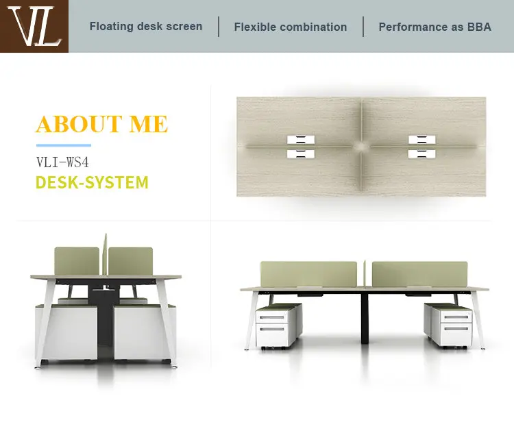 Modern Work Station Office Furniture Standard Size 6 Person White Mdf ...