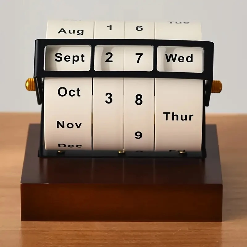 Vintage Daily Flip Desktop Display Rotating Desk Calendar Perpetual ...