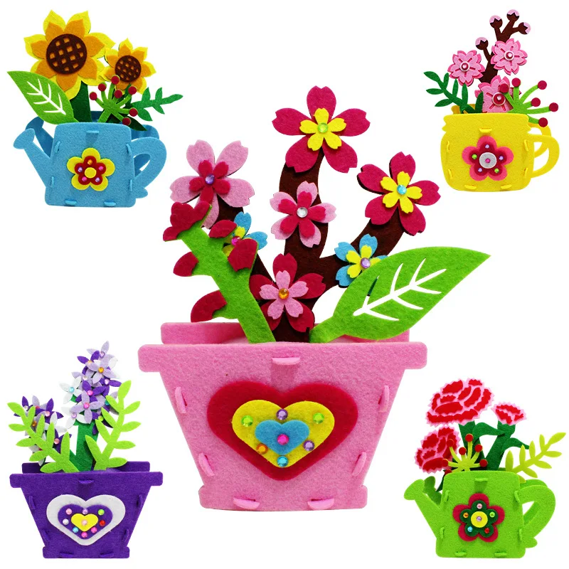 Diy Flower Pot Felt Material Art Craft Accessories Kit For Education ...