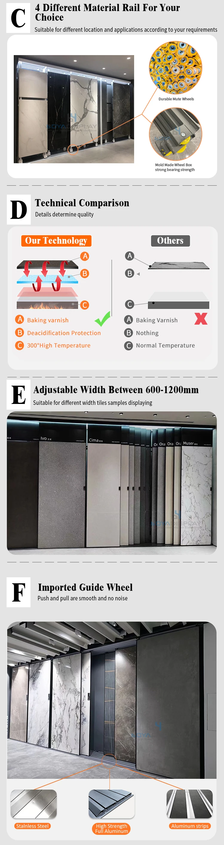 Customize Push-Pull Quartz Granite Sample Display Racks