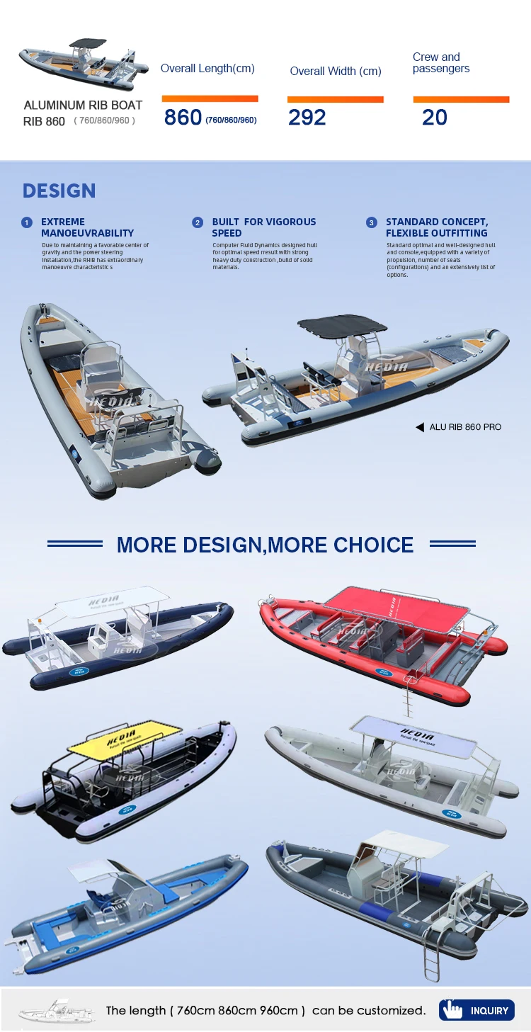 9 Meter Rib Semi Rigide Bateau Inflavel Para Pesca 30 Ft Aluminium