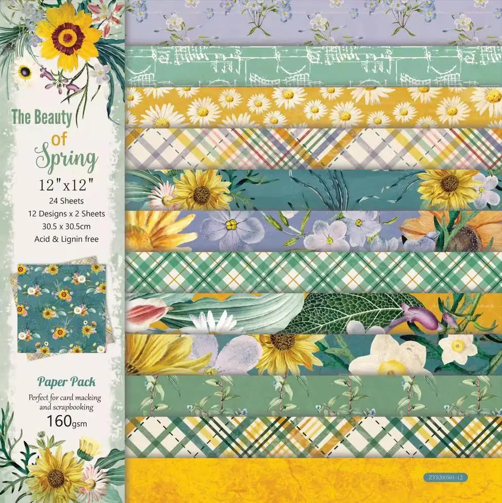 12X12" Craft Scrapbook Pattern Paper Girly DIY Hand Account Decoration ...