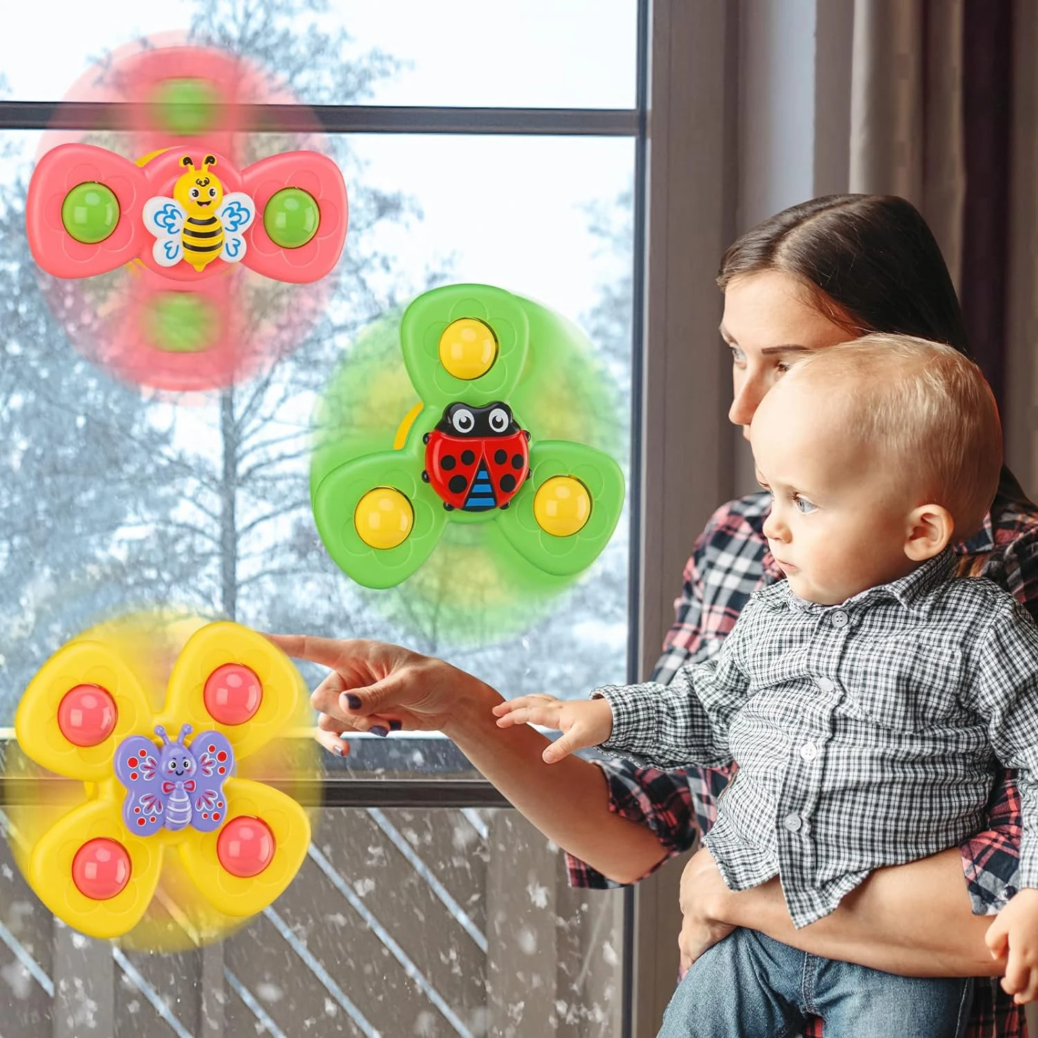 Hot Sale 3pcs Suction Cup Spinner Toys Baby Fidget Spinner Baby Toy ...