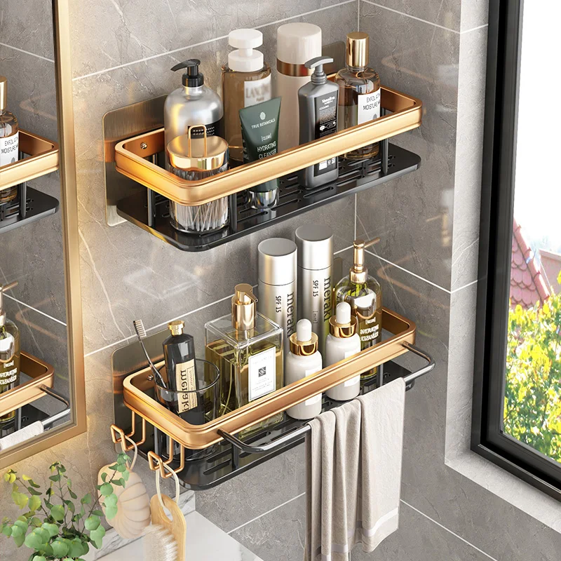Space-saving Aluminum Storage Racks for Bathroom Organization
