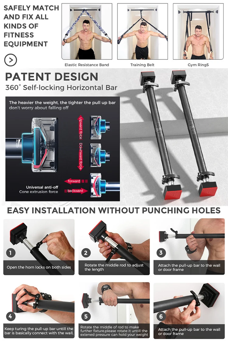Innstar Foldable Pull up Bar Fitness Equipment Door Frame Pull up Bar ...